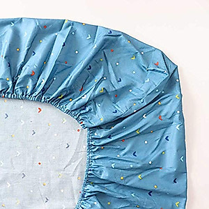 Emenpy 100% Cotton Crib Bedding Set for Infant Boys Girls,3 Pcs Baby Bed Linen Include Duvet Cover,Fitted Sheet,Pillowcase,Nursery Decoration,No Filler(Navy)