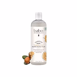 Babo Botanicals Sensitive Baby Fragrance-Free 2-in-1 Bubble Bath & Wash - Shea Butter, Calendula & Oat - Vegan - EWG Verified - For Babies & Kids