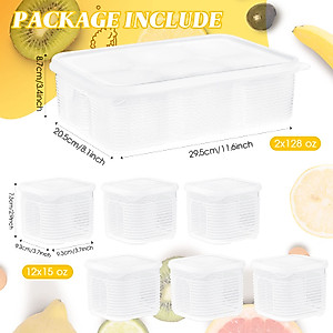 Rtteri 2 Sets Salad Bar Containers for Fridge Food Storage Containers with Airtight Lids Divided Pizza Salad Storage Include 6 Pcs Removable Reusable Box No BPA