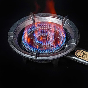 COOKAMP Propane Wok Burner, Cast Iron Single Burner Camping Stove With Regulator And Hose,High Pressure Portable Gas Stove For Camping Outdoor Cooking SH90 (SH90)