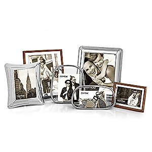 nambe Novara Picture Frame, 4" x 6” | Photo Frame with Tempered Glass | Tabletop Display, Family, Friends, Wedding Gift, Home Office Décor | Silver Plate and Genuine Leather
