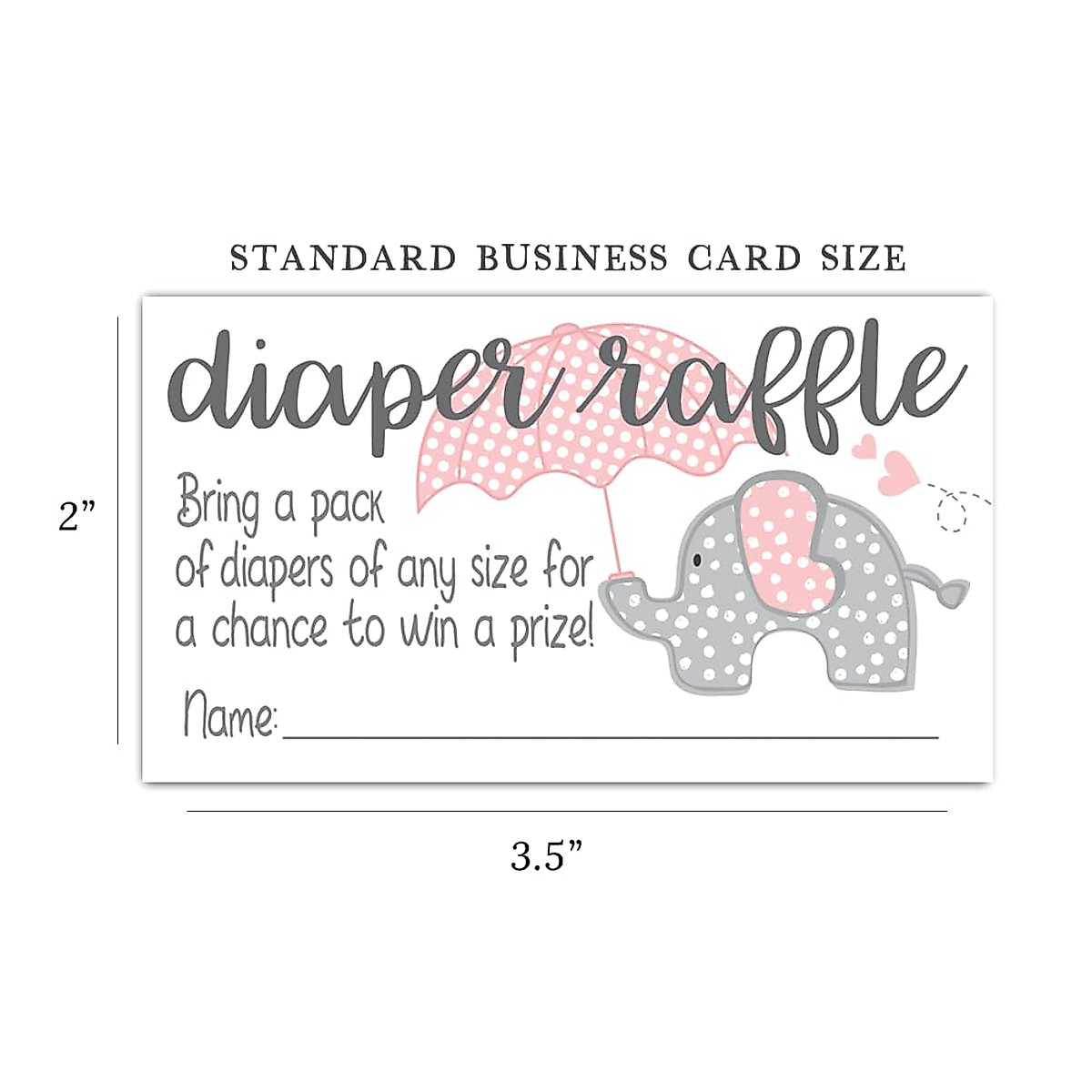 Pink Elephant Diaper Raffle Tickets (50 Count) - Girl Baby Shower Game