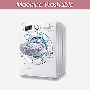 Calming Dog Bed & Cat Bed, Anti-Anxiety Donut Dog Cuddler Bed, Warming Cozy Soft Dog Round Bed, Fluffy Faux Fur Plush Dog Cat Cushion bed for Small Medium Dogs and Cats (20"/24"/27"/30")