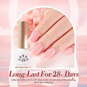 Born Pretty Jelly Gel Nail Polish Sheer Pink Gel Nail Polish Crystal Transparent Milky Gel Polish Kit Nail Art Varnish Collection Gift Set 10ML 6PCS