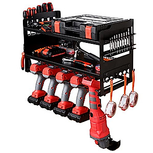 JUJULY Power Tool Organizer Wall Moun 5 Drill Holdert,Garage Heavy Duty Floating Tool Organization And Storage For Workshop Shelves
