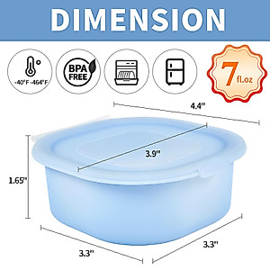 Silicone Cheese Container for Refrigerator, Blue Sliced Cheese Container Holder Cheese Storage Keeper for fridge, Snack Food Storage Container Box, 7oz Bowl with Lid Stackable Dishwash-safe