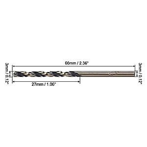 uxcell Straight Shank Twist Drill Bits 3mm High Speed Steel 4341 with 3mm Shank 5 Pcs for Stainless Steel Alloy Metal Plastic Wood