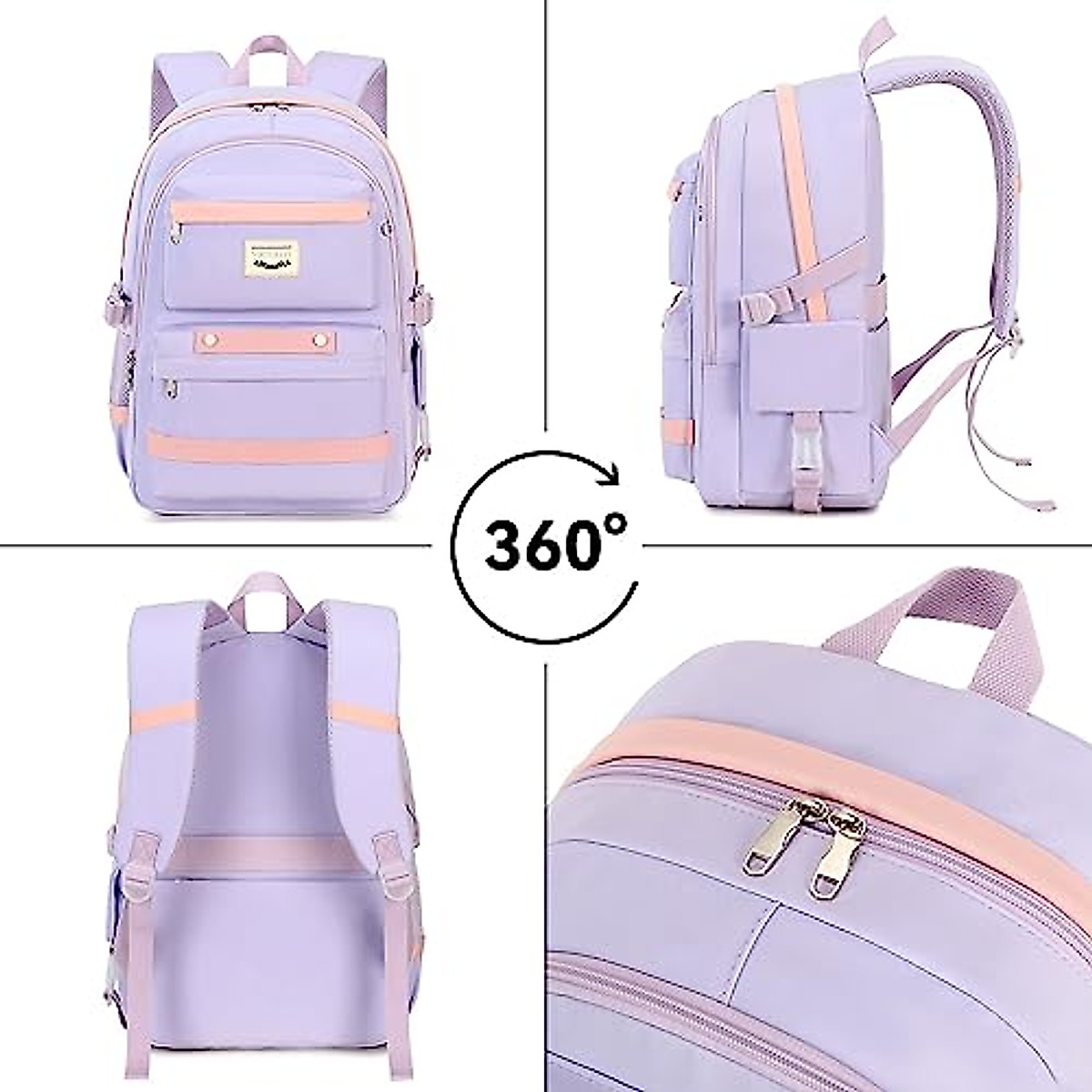 VIRTUREVI School Backpack for Girls Waterproof Laptop Backpack School Bag Bookbag for Teen Girls Purple