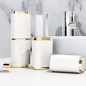 Crystalberry Travel Toothbrush Case Holder, Multifunctional Travel Cup Toothbrush Case and Carrier, Portable Travel Toothbrush Storage Box for Home Bathroom School Travel Business Trip Camping