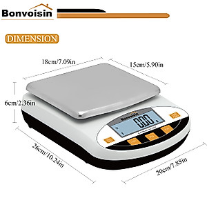 Bonvoisin Lab Scale 5000gx0.01g Digital Precision Analytical Balance 10mg High Precision Electronic Balance Jewelry Scale Kitchen Scale Scientific Scale Laboratory Scale Balance (5000gx0.01g)
