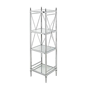 Riverbay Furniture 4 Tier Glass Shelf in Chrome