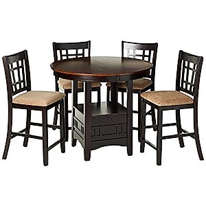 Coaster Furniture Lavon 5-Piece Storage Counter Table Dining Set Tan and Espresso 105278-S5