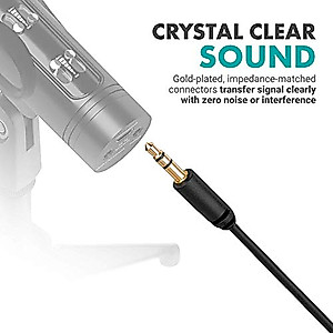 Movo MC6 Dual 3.5mm Male Stereo TRS to TRS Cable - Camera Patch Connects Mics, Audio Mixers to Camera, Recorders (Dual Male 20-Foot Extended TRS Cable) - 3.5mm Audio Cable for Filmmakers and Musicians