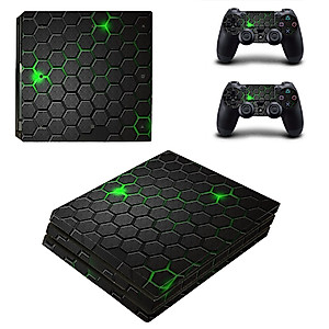 FOTTCZ Whole Body Vinyl Skin Sticker Decal Cover for PS4 Pro Console and 2PCS Controller Skins Carbon Shape
