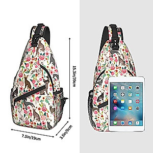 Cute Chinese Crested Dogs Lovers Rose Flower Floral Dog Puppy Animals 3D Printing Sling Bag Folding Chest Shoulder Backpack Crossbody Bags For Men Women Travel Gym School Ipad Backpacks Birthday Gifts