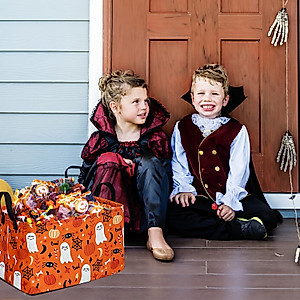 DUYIY Pumpkin Ghost Halloween Party Basket,Collapsible Gift Storage Basket,Cute Toy Storage Basket for Kids,Clothes Storage Box Organizer Containers for Toys