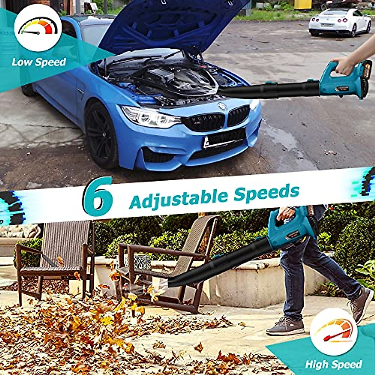 Cordless Leaf Blower - BHY 320 CFM 150 MPH Battery Leaf Blower with 4.0Ah Battery & Charger, 2 Section Tubes, 6 Dials, Electric Leaf Blower for Dust, Snow Debris,Yard, Work Around The House