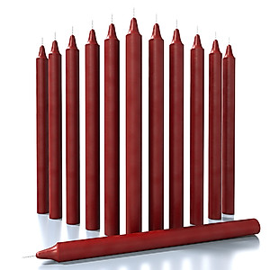 CANDWAX Bordeaux Taper Candles Pack of 12 - Straight Candles 10 inch Ideal as Unscented Candles, Dinner Candles and Table Candles - Slow Burning Candles Dripless - Smokeless Long Candlesticks
