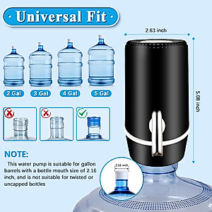 5 Gallon Water Dispenser, Electric Water Bottle Pump with Switch and USB Charging, Portable Automatic Water Dispenser Pump for Camping, Travel, Home, Kitchen, Office