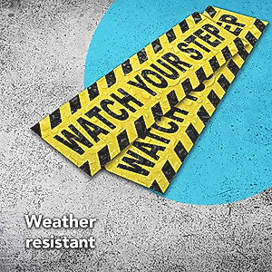 2 PC Watch Your Step - 10x3 Watch Your Step Floor Sticker - Watch Your Step Sticker - Caution Stickers - Watch Your Step Sign for Floor Outdoor/Indoor