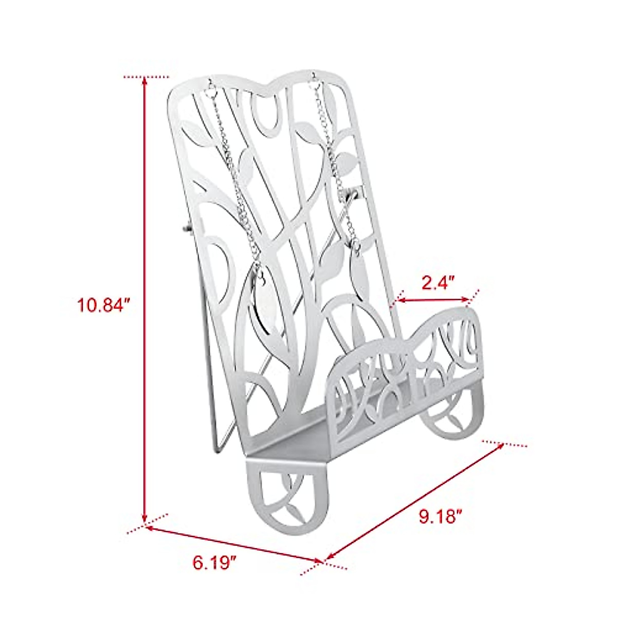 Recipe Book Holder -Book Stands for Display Cookbook Rack Cookbook Holder Stand with Metal Book Holder Bible Stand Recipe Stand Art Display (Stainless Steel)