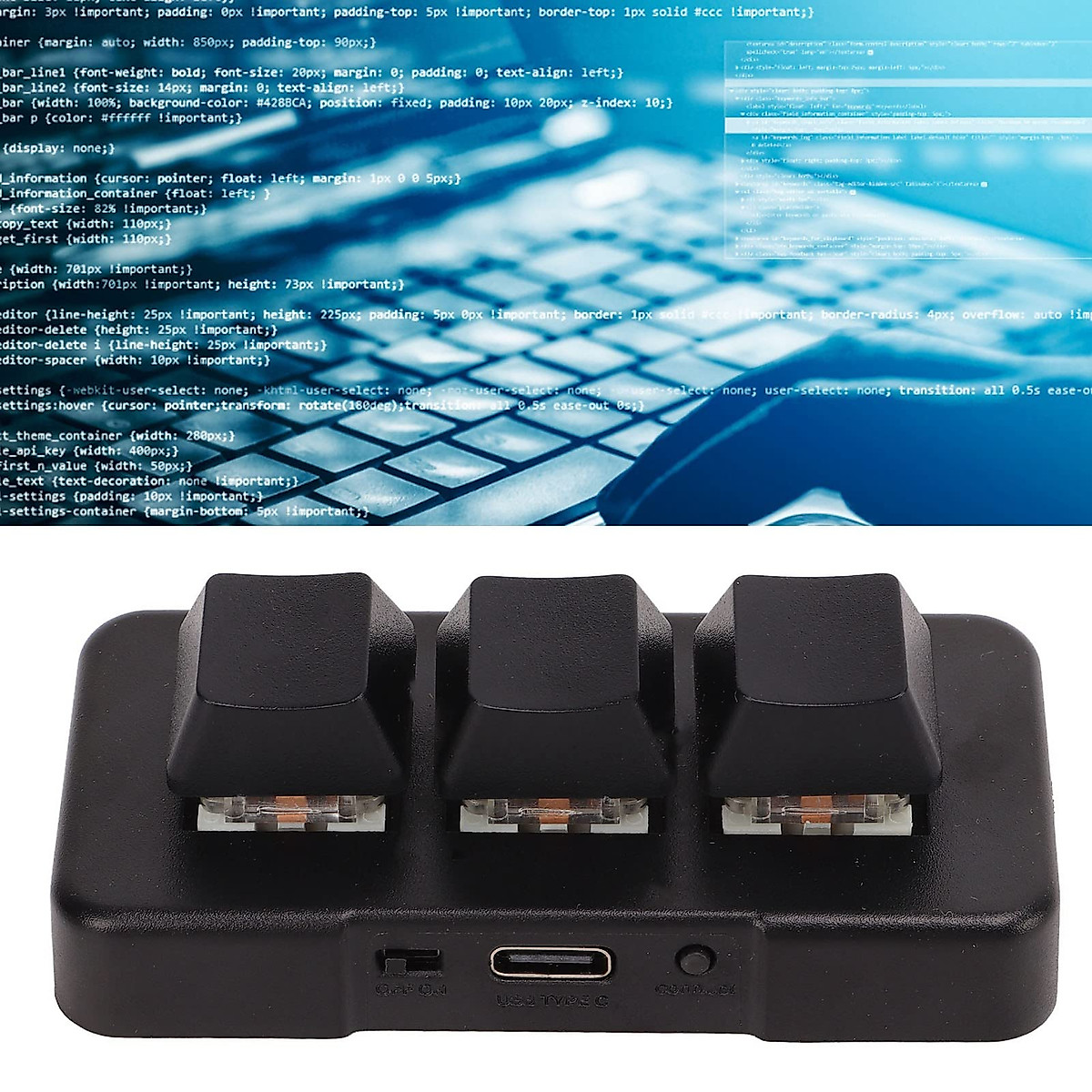 Septpenta USB Mini 3 Key Keypad, Programming Macro Keyboard with USB Cable, Function Custom, with LED Light Effects, Touch Comfortable, Mechanical Gaming Keyboard