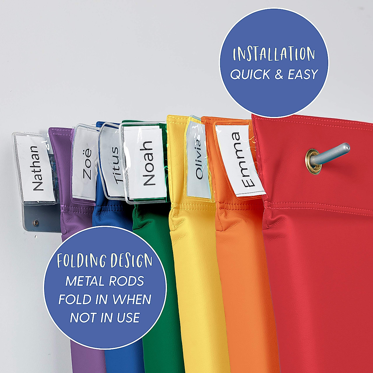 Factory Direct Partners 10500-N Hanging Rest Mat Metal Mount - Space-Saving Wall Rack for Preschool/Daycare Nap Mats