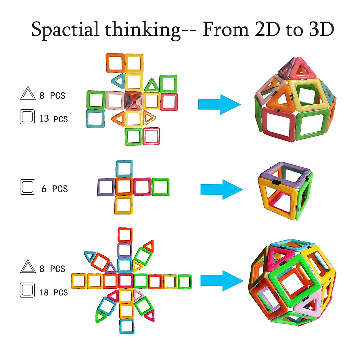 dreambuilderToy Magnetic Tiles Building Blocks Game Set Toys,Magnet Stacking Blocks, Magnetic Tiles for Girls and Boys Birthday Gift (40 PC Set) (Pastel Colo)…