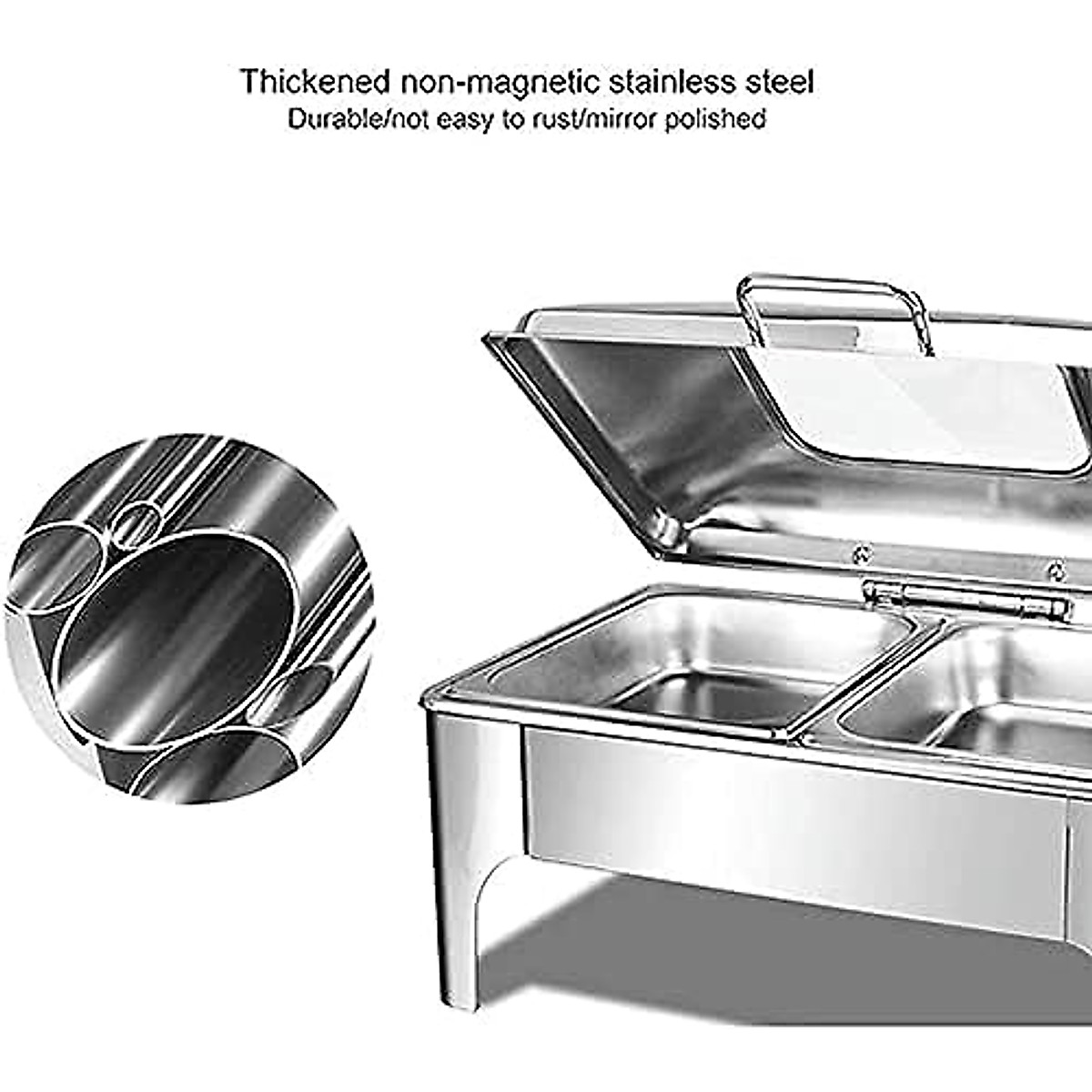 Chafing Dishes Chafing Dish Buffet Set, Food Warmers Server Warming Tray Round Rectangular Chafers, Stainless Steel Square Chafer, Round Food Warmer Chafing For Catering Warmer Chafer Set, Energy Effi