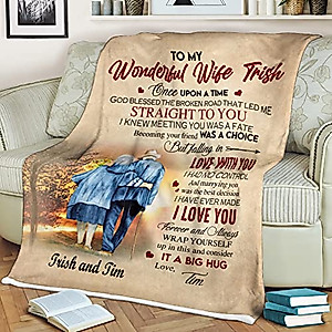 Personalized to My Wonderful Wife from Husband I Knew Meeting You was A Fate Fleece Sherpa Blanket Custom Name Old Couple in The Sunset Print Throw Blanket Custom Romantic Gifts for Christmas
