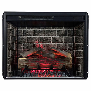 Modern Ember Uptown 28" Smart Electric Fireplace Insert with Remote Control, Compatible with Alexa and Google Assistant - 1,000 Sq Ft Electric Heater with Realistic Flames and Log Set