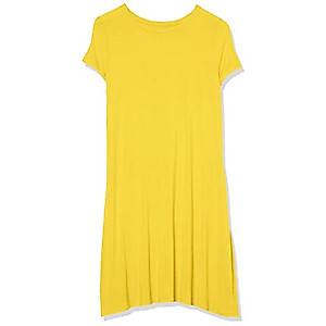 Amazon Essentials Women's Short-Sleeve Scoop Neck Swing Dress (Available in Plus Size), Yellow, X-Large