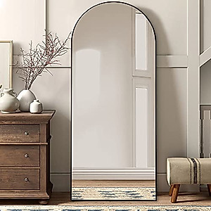 KIAYACI Arched Full Length Mirror Over Sized Floor Mirror with Stand Bedroom Dressing Mirror Full Body Wall Mirror Wood Frame (Black, 28" x 71")
