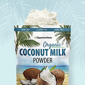 Opportuniteas Coconut Milk Powder - Non Dairy Vegan Creamer For Coffee, Tea, Smoothies, Yogurt & Cooking - Full Fat & Unsweetened For Keto & Paleo Diet - Dried & Powdered at a Low Temperature