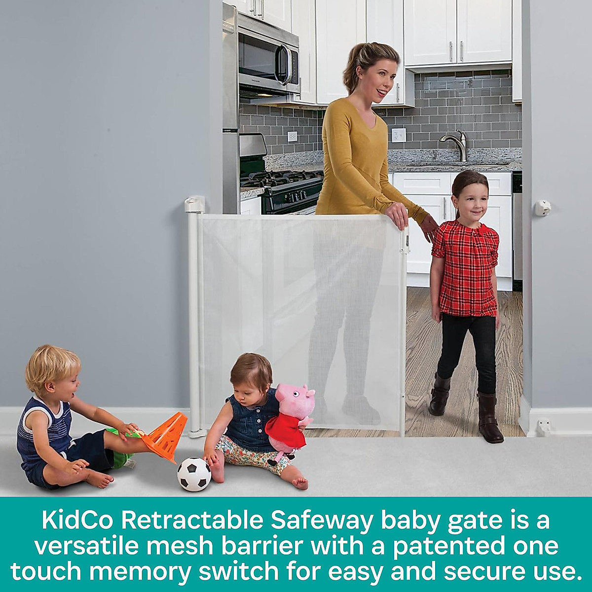Kidco Retractable Safeway Gate - Retractable Gate with Durable Mesh for Child Protection