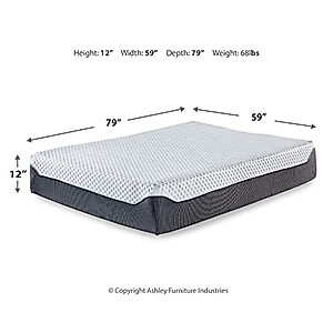 Signature Design by Ashley 12 Inch Elite Plush Mattress, Green Tea & Charcoal Infused Gel Memory Foam, Queen