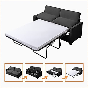 linor Pull Out Sofa Bed,2-in-1 Sleeper Sofa with Folding Foam Mattress, Modern Loveseat Sleeper, Pull Out Couch Sofa Bed for Living Room/Apartment (Dark Grey, Full)