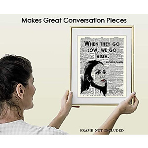 Positive Affirmations Wall Decor for Kids: "When They Go Low, We Go High." Michelle Obama 8x10 Inspirational, Motivational Poster & Motivational Wall Art Office Decor for Men & Women