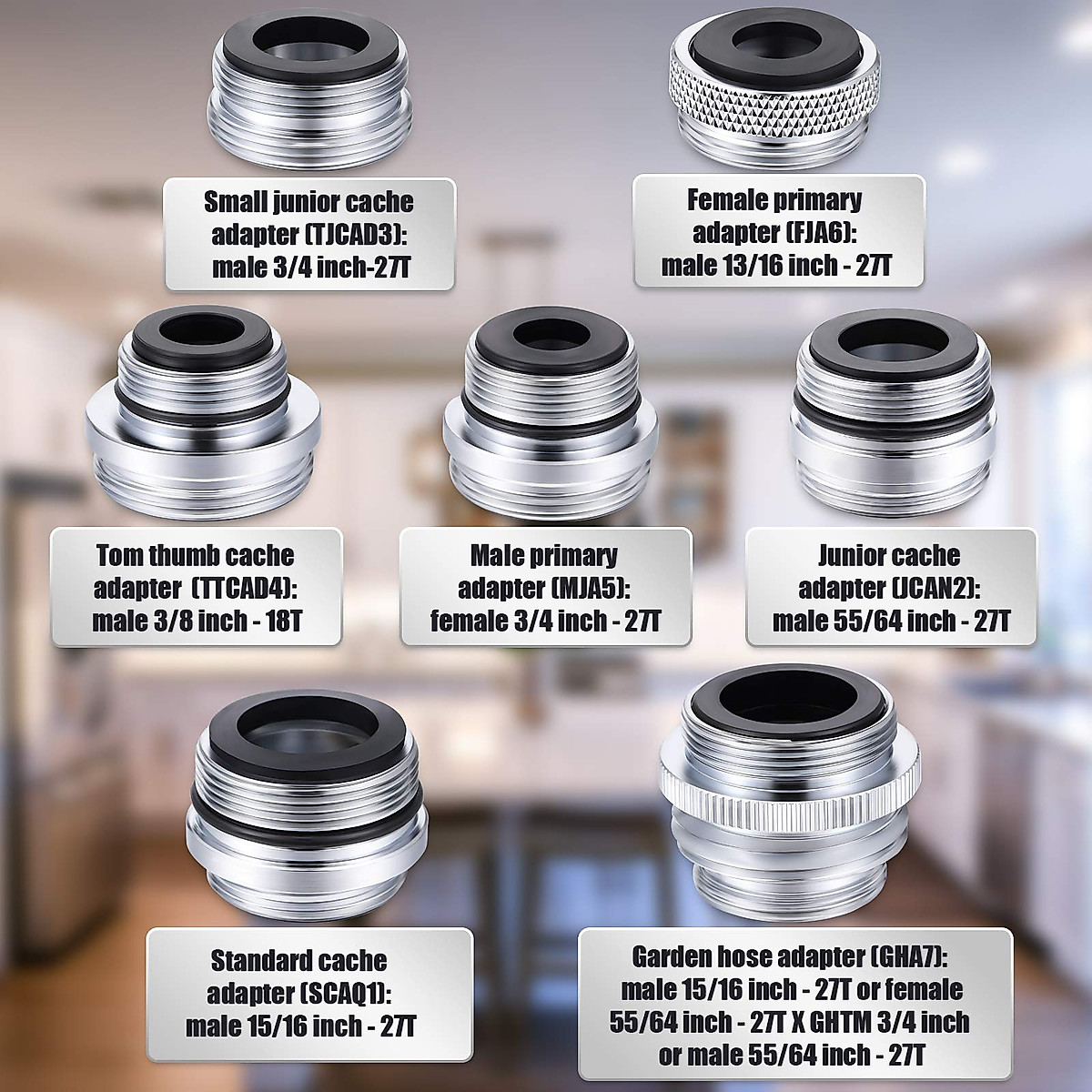 14 Pieces Faucet Adapter Kit Kitchen Aerator Adapter Female To Male Faucet Adapter Water Hose Adapter for Garden Hose Water Filter Standard Hose Sink Sprayers