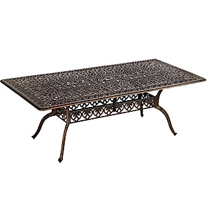 TITIMO 87'' Patio Dining Table, Cast Aluminum Outdoor Rectangle Dining Table, Weather-Resistant Table with 2" Umbrella Hole, Lawn Backyard Garden