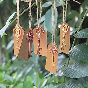 Amajoy 30PCS Skeleton Key Bottle Opener with Escort Tag Card and Twine Favor Bag for Wedding Favors Baby Shower Return Gifts for Guests Party Favors (Rose Glod)