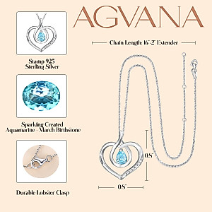 AGVANA March Birthstone Jewelry Aquamarine Necklace for Women Sterling Silver Forever Love Infinity Heart Pendant Necklace Anniversary Birthday Gifts for Women Mom Wife Her