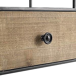 Riverbay Furniture Round Metal and Wood Wall Shelf in Black and Brown