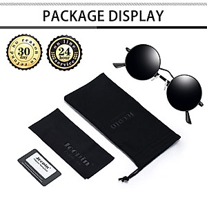 Joopin Polarized Round Sunglasses Circle Sun Glasses UV Protection Circular Shades for Men Women Small Sunnies Costume (Black Simple Packaging)