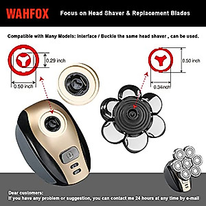 WAHFOX 7D 7 Heads Shaver Replacement Head 7 Blades 7D Replacement Shaver Head Blade 7 Heads Beard Electric Razor Shaver Head (Silvery)