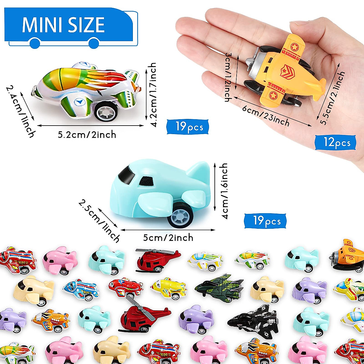 50 Pcs Small Plane Toys Mini Airplanes Treasure Box Toys for Classroom Pull Back Airplane Party Favors Fighter Jet Toy Helicopter Toys Plane Playset Figures for Birthday Day Gifts Goodie Bags Fillers
