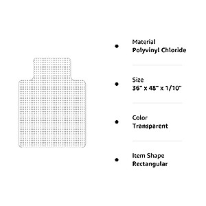 Low Pile Carpet Chair Mats with Lip for Officce - Premium Rolling Thick Home Office Desk Chair Mats for Carpet Floor. Protect Carpeted Floor Under Desks and Chairs. (36'' x 48'' x 1/10''), (CMC22)