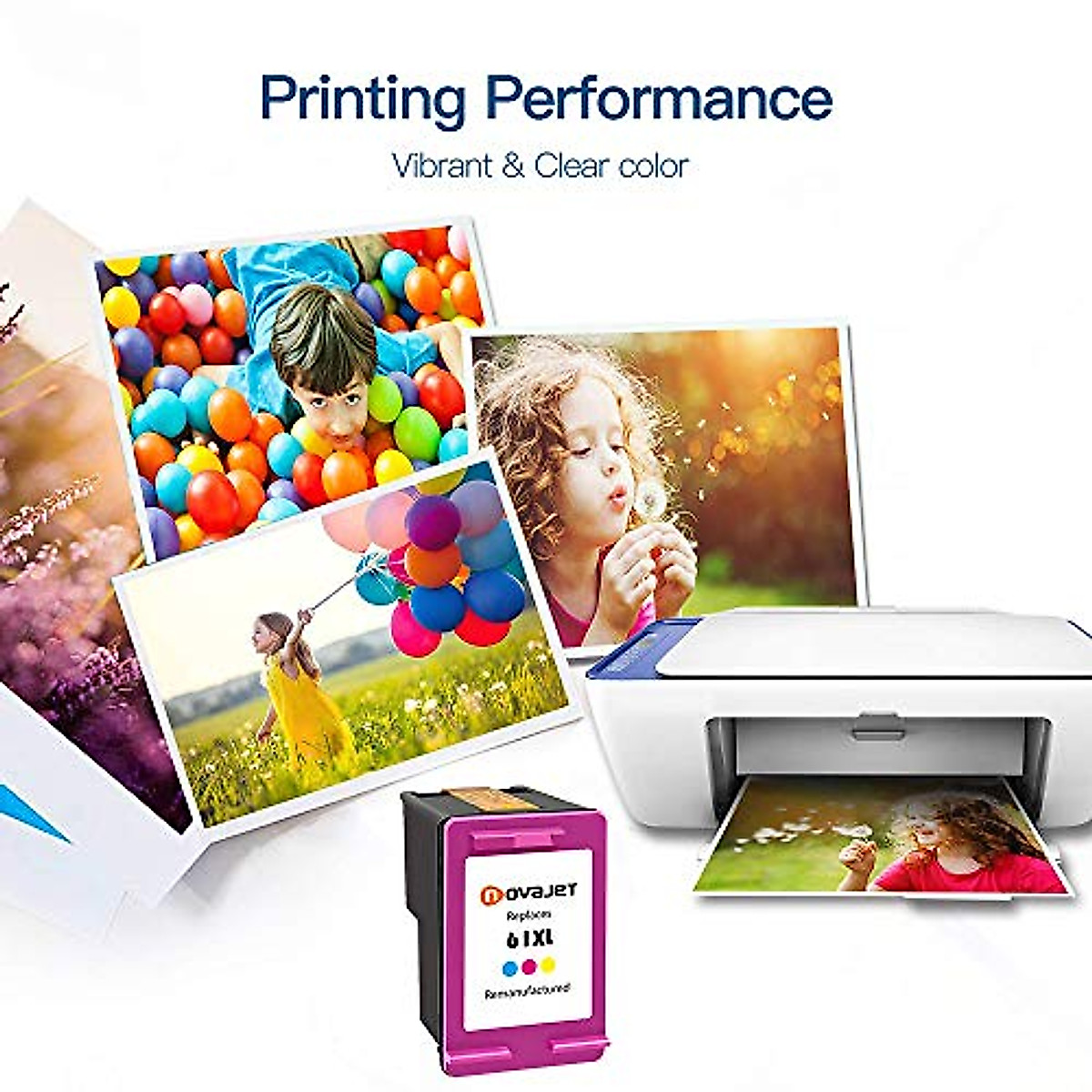 Novajet Remanufactured Ink Cartridge Replacement for HP 61XL 61 XL CH561WN CH563WN High Capacity for HP Envy 4500 5530 5534 Deskjet 1000 1512 2540 Officejet 4630 2620 4632 (1 Tricolor) Printer