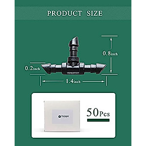 Irrigation Tubing Tee,Tee Connector for 1/4'' Drip Irrigation Tubing Parts drip Irrigation Fittings,Pack of 50