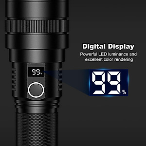 ALSTU Rechargeable Flashlights High Lumens, 990,000 Lumen Bright Flashlight with 5 Modes, Led Flash Light with Power Display & IPX7 Waterproof for Camping, Hiking, Outdoor (2 Packs)